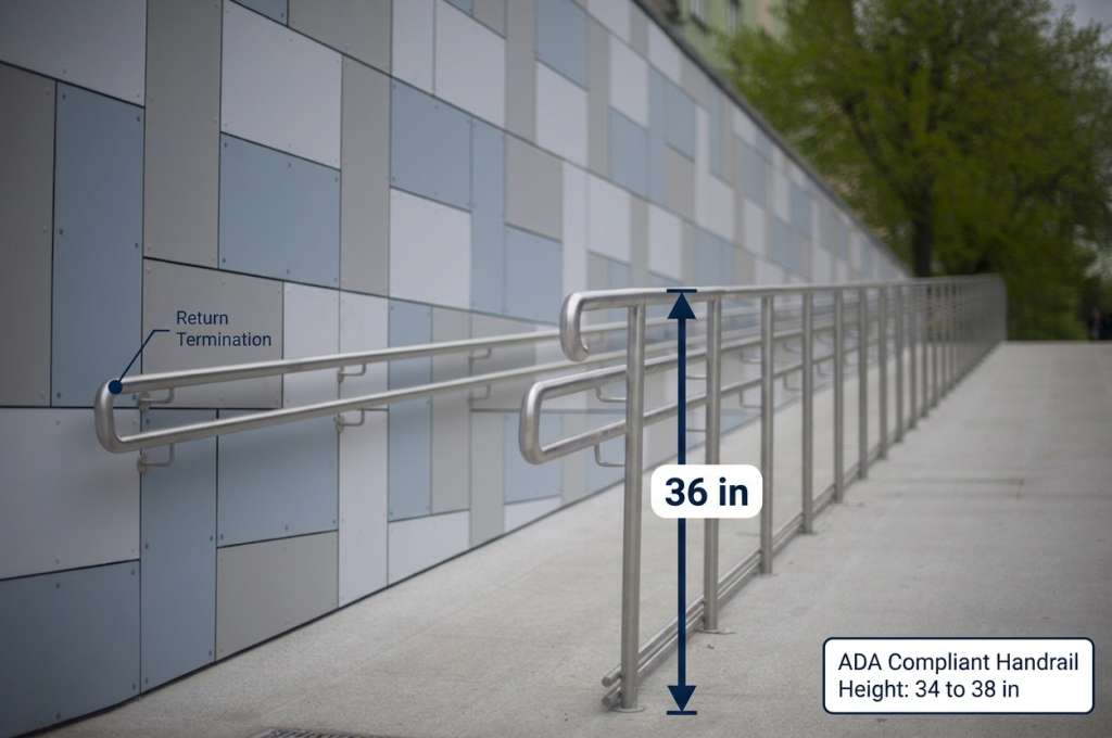 Handrail Height Guide & Code Requirements (IRC, IBC, OSHA, ADA)